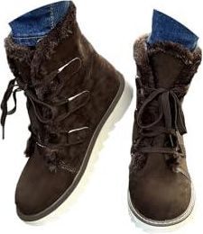 ORANDESIGNE Botte de Neige Femme Hiver Boots Fourr&eacute;es Chaussures &agrave; Lacets Hiver Bottines Chaude A Caff&egrave; 42 EU