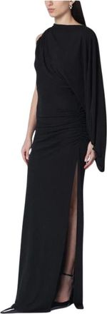 Andamane Robe Longue S&eacute;l&egrave;ne &agrave; &Eacute;paule Unique Drap&eacute;e - Femme - Robes - Noir - Taille: 38 FR