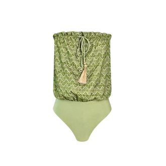 Hanne Bloch Kaktus Strick Bandeau Badeanzug - - Swimwear - Damen - Gr&uuml;n - L