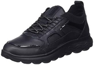 Geox Femme D Spherica C Sneakers, Black, 40 EU