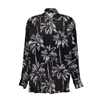 Balmain Satin Palm Tree Hemd - - Shirts - Herren - Schwarzk - XL