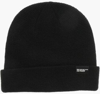 Dsquared2 Solid Color Wool Beanie with Contrasting Patch size Unica