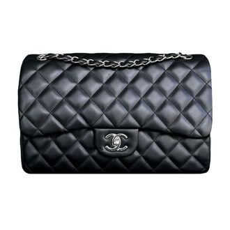 Chanel Black Lambskin Jumbo Double Flap Bag