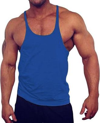 Generic D&eacute;bardeur de fitness pour homme - T-shirt dentra&icirc;nement c&ocirc;tel&eacute; - S&eacute;chage rapide - T-shirt d&eacute;t&eacute; - Coupe ajust&eacute;e - D&eacute;bardeur de sport - D&eacute;bardeur de bod