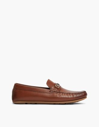 Tommy Hilfiger Driver-Schuhe aus Leder mit Flaggenplakette in Braun