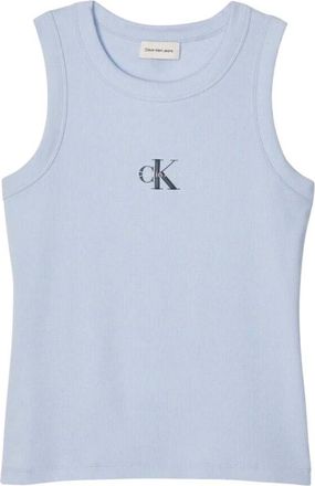 Calvin Klein Jeans SL Monogram Rib Tank - - Tops - Damen - Blau - S