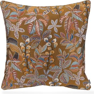 H.O.C.K. Tristan Kissen inkl. F&uuml;llung Dekokissen und Hocker floral Blumen (60x60cm, Gold)