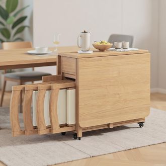 Generic Klappbarer Esstisch mit Stauraum und 2 Schubladen - ausziehbares Klappdesign for kleine Wohnungen, Küche und Esszimmer