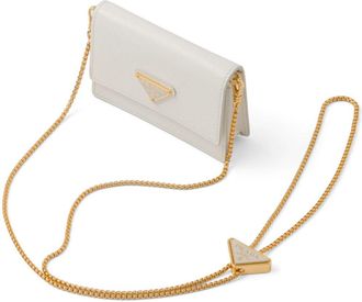 Prada portefeuille à bride en chaîne - Blanc