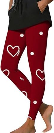 Generic Pantalon de yoga d&eacute;contract&eacute; 3/4 pour femme avec motif coeurs et noeuds, legging tendance, confortable, doux et moulant, Rose, 3XL