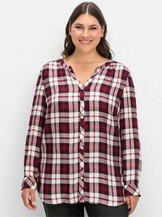 Sheego Klassische Bluse Karo-Bluse Langarm