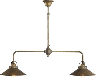 Licht-Erlebnisse Deckenleuchte verstellbar Messing massiv B: 90 cm in Bronze Antik matt 2-flammig E27 Industrial Deckenlampe Esstisch Esszimmer