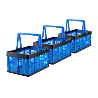 Grizzly Lot de 3 Caisse de Rangement Pliante avec poign&eacute;es - 16 L - Panier pliable - Empilables