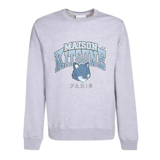 Maison Kitsun&eacute; Homme, Sweatshirts et sweats &agrave; capuche, Gris, Taille: XL Campus Fox Printed SweaT-shirt