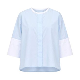 Pomandere Femme, Blouses et Chemises, Bleu, Taille: 42 FR Chemise en popeline de coton
