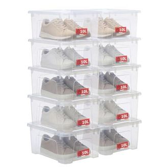 Sundis View Box, 10er-set Aufbewahrungsbox mit deckel, 10L, transparentem Kunststoff, stapelbar, ideal f&uuml;r ideal f&uuml;r kleine Gegenst&auml;nde im Haushalt und im B&uuml;