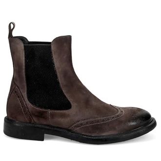 Sangiorgio Bottines pour homme CHELSEA BROGUE en daim gris - EG83 daim SMOG - Taille 40, gris, 40 EU