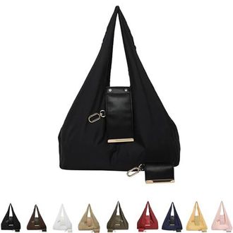 Generic Sac fourre-tout pliable, sac &agrave; main extensible, r&eacute;utilisable, sac de poche compact multifonction, grande capacit&eacute;, Noir, 11