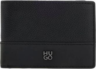 HUGO BOSS Homme, Accessoires, Noir, Taille: ONE Size Portefeuille en cuir avec garniture logo superpos&eacute;