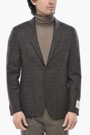 Corneliani CC COLELLECTION Blazer Mit Zwei Kn&ouml;pfen Im Districk-Check Aus Schurwolle Und Kaschmir Corneliani