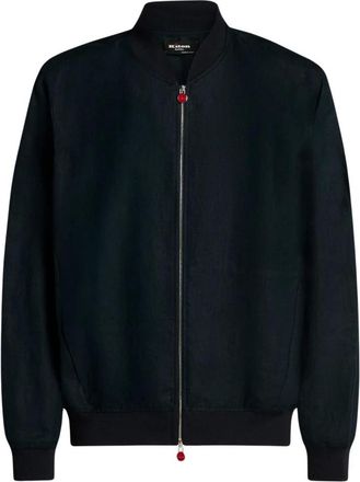 Kiton Homme, Vestes, Bleu, Taille: XL Veste En Lin Pur Avec Fermeture &Eacute;clair