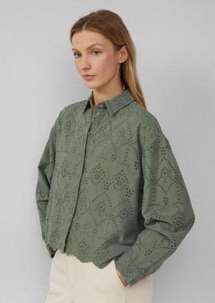 s.Oliver Langarmbluse Bluse Verkürzte Bluse mit Lochstickerei