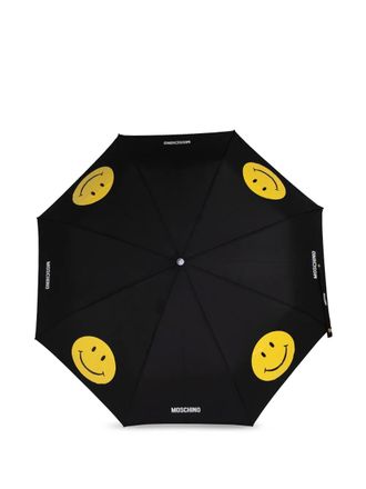 Moschino parapluie &agrave; imprim&eacute; Smiley - Noir