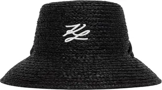 Karl Lagerfeld Femme, Accessoires, Noir, Taille: ONE Size Chapeau K/Autograph en Paille
