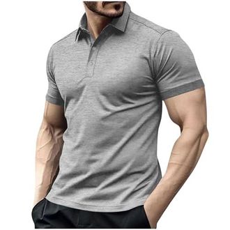 Generic Chemises de golf d&eacute;contract&eacute;es unies &agrave; manches courtes et col rabattable, extensible, classique, respirant, l&eacute;ger, haut de sport, gym, entra&icirc;nement, c