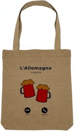 Fabulous Sac Shopping Tote Bag Aspect Lin - LAllemagne MAppelle Bi&egrave;re Oktoberfest Culture - Sac de Courses Toile Epaisse 360g Beige Naturel Cabas Port&eacute; Epaule 