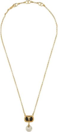 Valentino Garavani Halskette - Metal Ovalette Necklace With Enamel, Crystal And - Gr. unisize - in Gold - für Damen