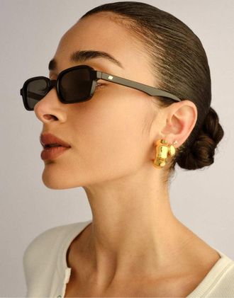 Le Specs Pilferer - Rechteckige Sonnenbrille in Schwarz