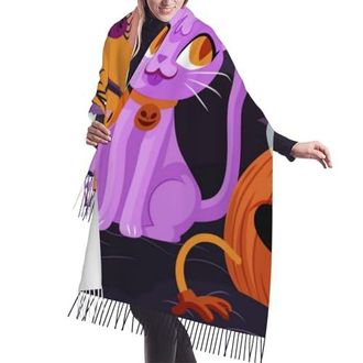 Generic Halloween Avec Citrouille, Chauve-Souris, Fant&ocirc;me Et Cr&acirc;ne Femme Etole &Eacute;l&eacute;gant Foulard Douce Ch&acirc;le Wrap Pour Hiver Cadeau Soir&eacute;e Automne