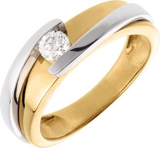 Edenly Solitär das Kostbarer Kokon - Anziehungskraft - Gelb - und Weißgold - sehr großes Modell - 0. 23 Karat - 18 Karat