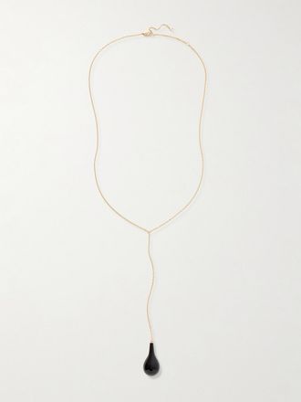 Toteme Vergoldete Kette Mit Onyx Und Swarovski-kristall