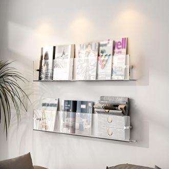 Generic Snackregale,Wandmontiertes Zeitschriftenregal aus transparentem Acryl,2- oder 3-st&ouml;ckiger Prospektst&auml;nder f&uuml;r B&uuml;ro,Kirche,Wartezimmer,Caf&eacute;,40,50,60,70