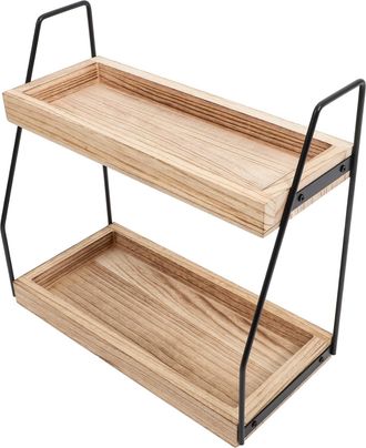 Garneck Doppelstöckiges Holz Aufbewahrungsregal Küchen Gewürzregal Badezimmer Ablage Multifunktionaler Tisch Organizer Robust und Verschleißfest