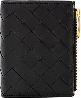Bottega Veneta Portemonnaie - Intrecciato Woven Leather Card Holder - Gr. unisize - in Schwarz - f&uuml;r Damen