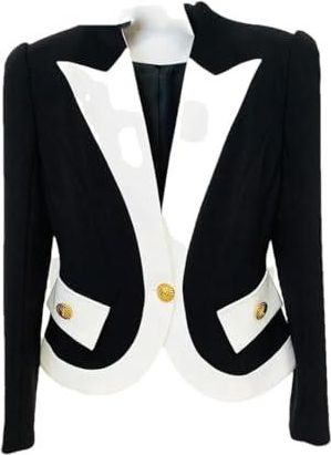 Generic Veste de créateur de mode pour femme, blazer à bouton unique, Noir, XXL