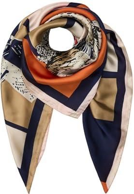 Alexis Leroy Foulard Femme Simili-Soie 90x90cm Carr&eacute; Multifonction Col/T&ecirc;te/Sac Cheval 3