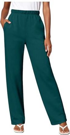 Generic Pantalon Palazzo &eacute;lastique pour femme - Coupe droite - Coupe droite - Taille haute - D&eacute;contract&eacute; - Jambes larges - Avec poches, vert, XXL