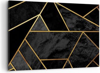 Arttor Bilder auf Leinwand 100x70cm Leinwandbild Abstraktion Gold Schwarz Groß Wanddeko Bild Schlafzimmer Küche Deko Wandbilder Dekoration Wohnzimmer Wall De