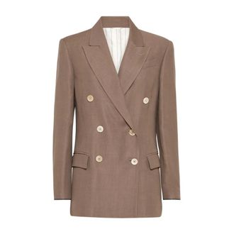 Brunello Cucinelli Zweireihige Jacke - - Jackets - Damen - Braun - M
