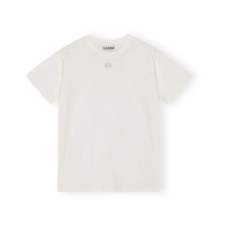 Ganni Femme, Tops, Blanc, Taille: 40 FR T-shirt 3946 Basic Jersey avec strass