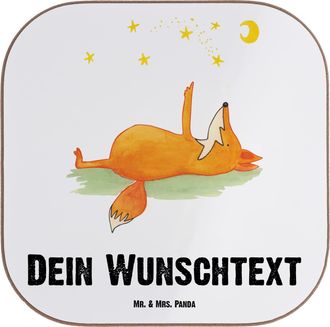 Mr. & Mrs. Panda Personalisierter Untersetzer Fuchs Sterne - Personalisierte Geschenke, Flaschenuntersetzer, Kerze, Füchse, Positiv, Optimistisch, Always Look On The B