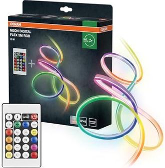 Osram Neon Digital Flex mehrfarbige Outdoor-LED-Strips 3M RGB + RC aus Silikon, IP44-Schutz, indirekte und direkte Beleuchtung f&uuml;r Garten und Balkon