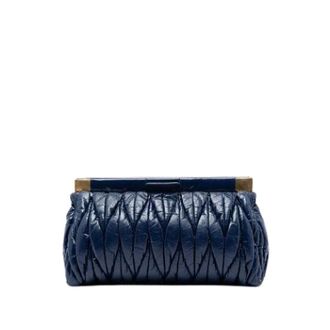 Miu Miu Sac pochette en cuir verni matelass&eacute; Pre-owned - Femme - Pre-owned - Bleu - Taille: ONE Size