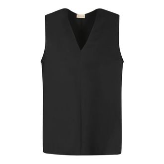 Blanca Vita Cirta &auml;rmelloses Top mit V-Ausschnitt - - Tops - Damen - Schwarzk - M
