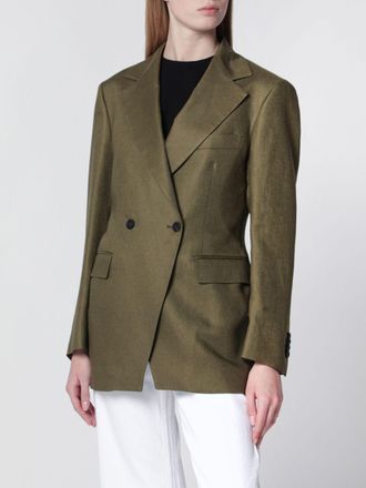 Tagliatore Blazer crois&eacute; en lin &agrave; col &agrave; revers