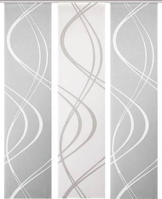 Home Wohnideen Schiebevorhang TIBERIO aus Dekostoff und Voile mit Scherli 245 x 60 cm, Farbe:grau, Gr&ouml;&szlig;e:245 x 60 cm, Anzahl:3er Set (2X DEKO. 1x Voile)